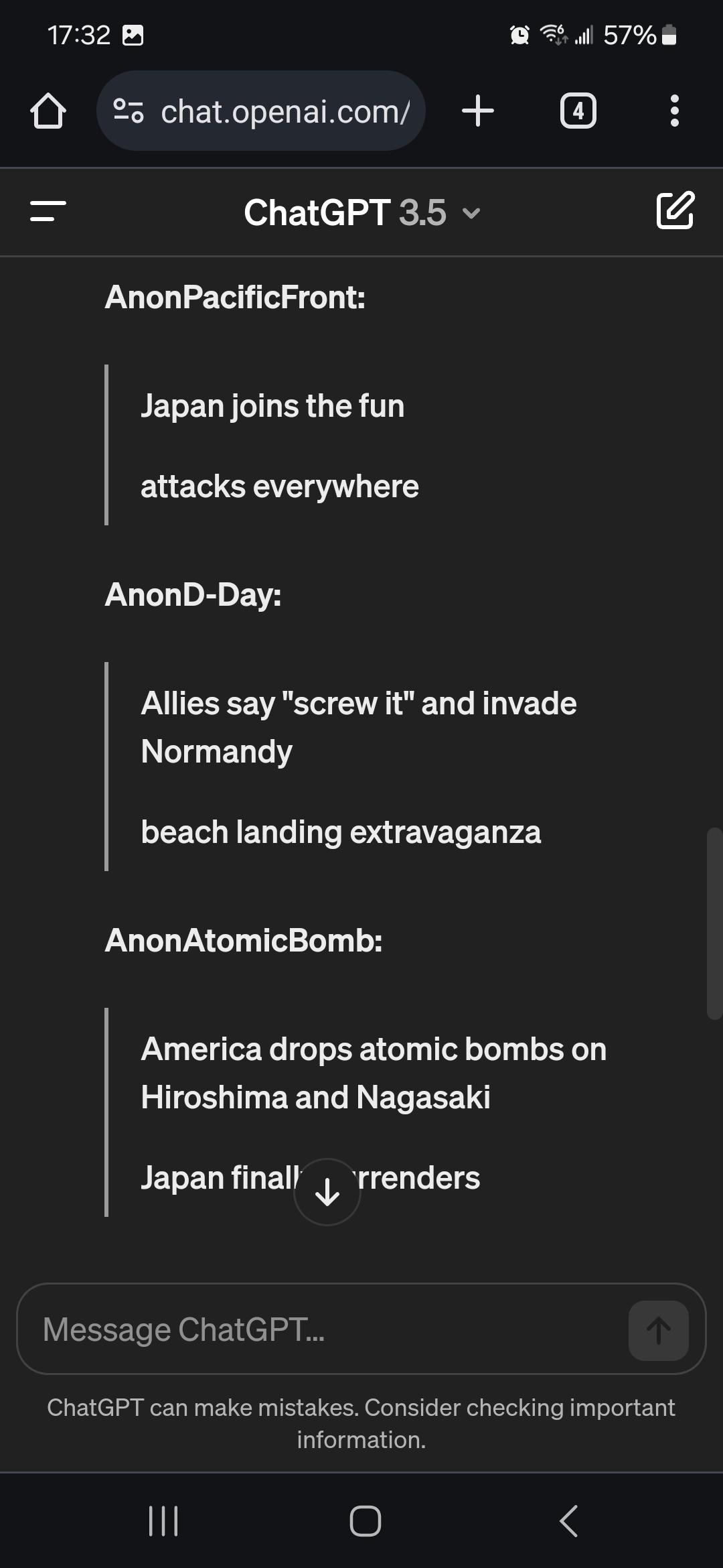 WW2 explained by ChatGPT in the form of a Greebtext | Scrolller