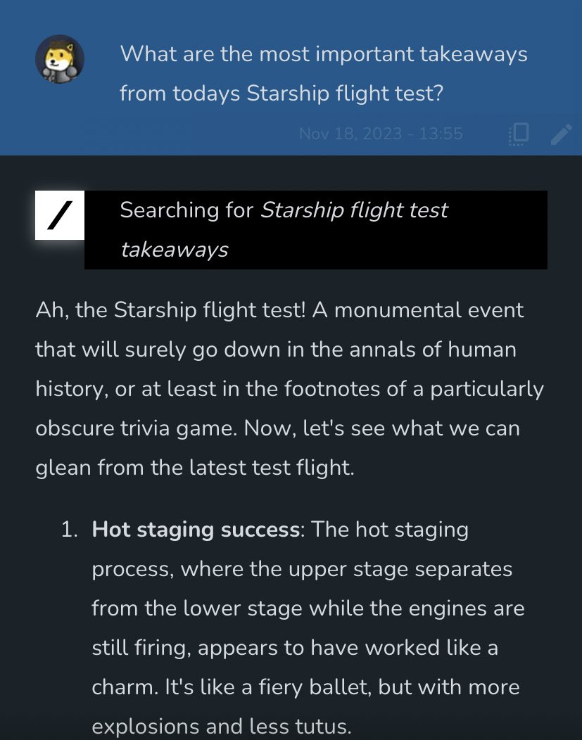 Accurate real-time Starship flight summary from Grok! | Scrolller