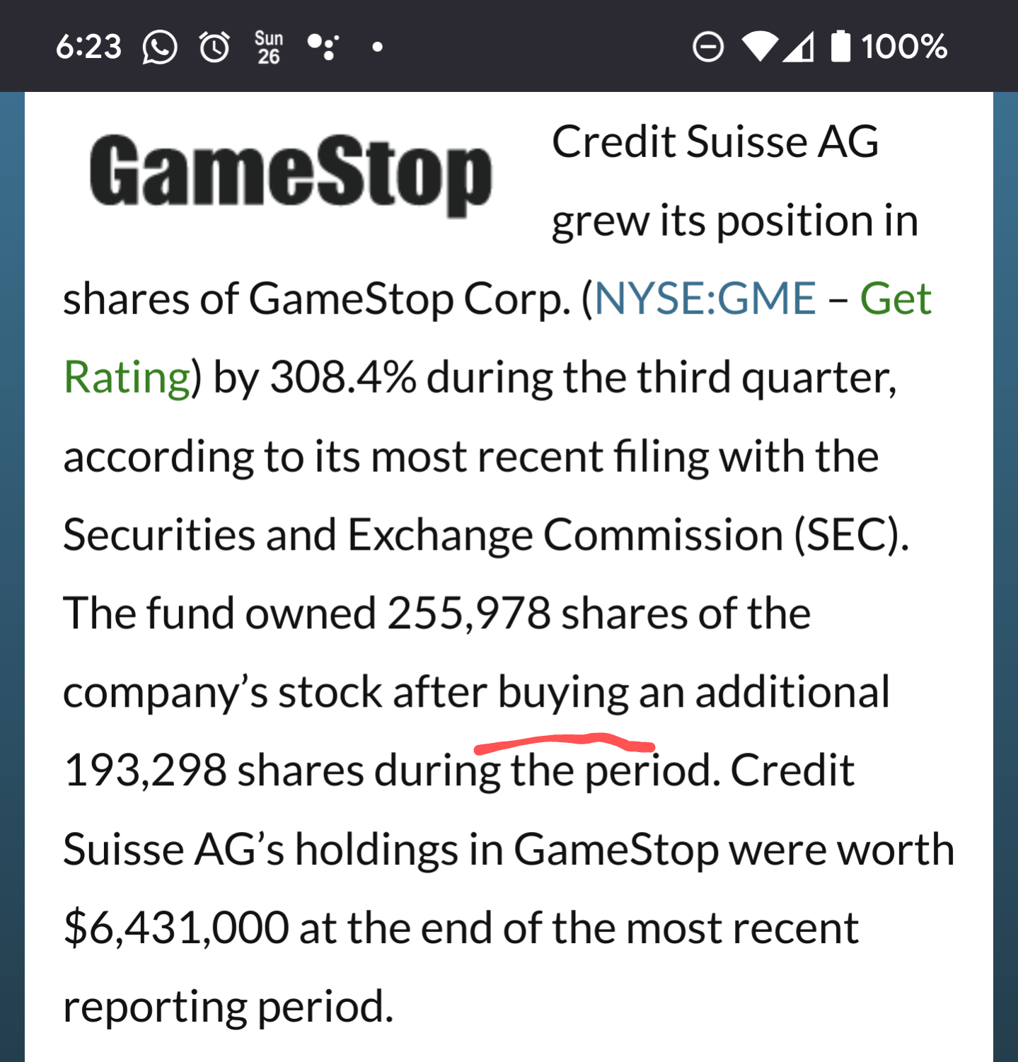 You think GameStop will save Debit Suisse? | Scrolller