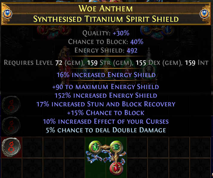 Woe Anthem, high ES shield | Scrolller