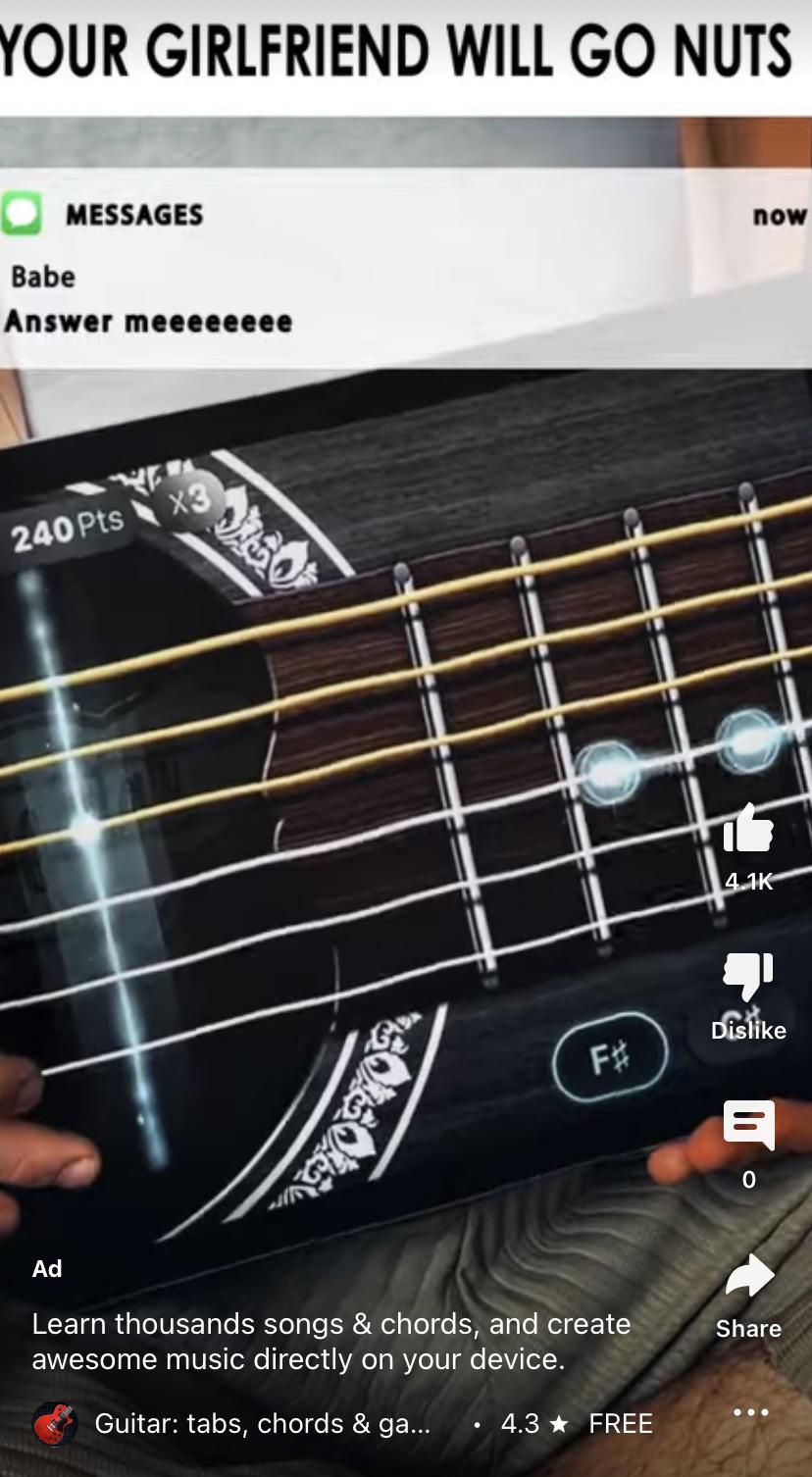 Guitar game ads reach new level shut up babe im playing guitar on my ipad | Scrolller
