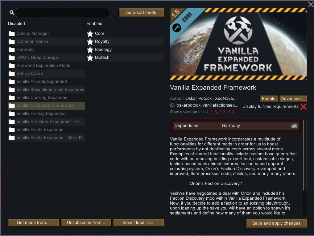 I recently installed the Vanilla Expanded collection and receive these same errors every single ...