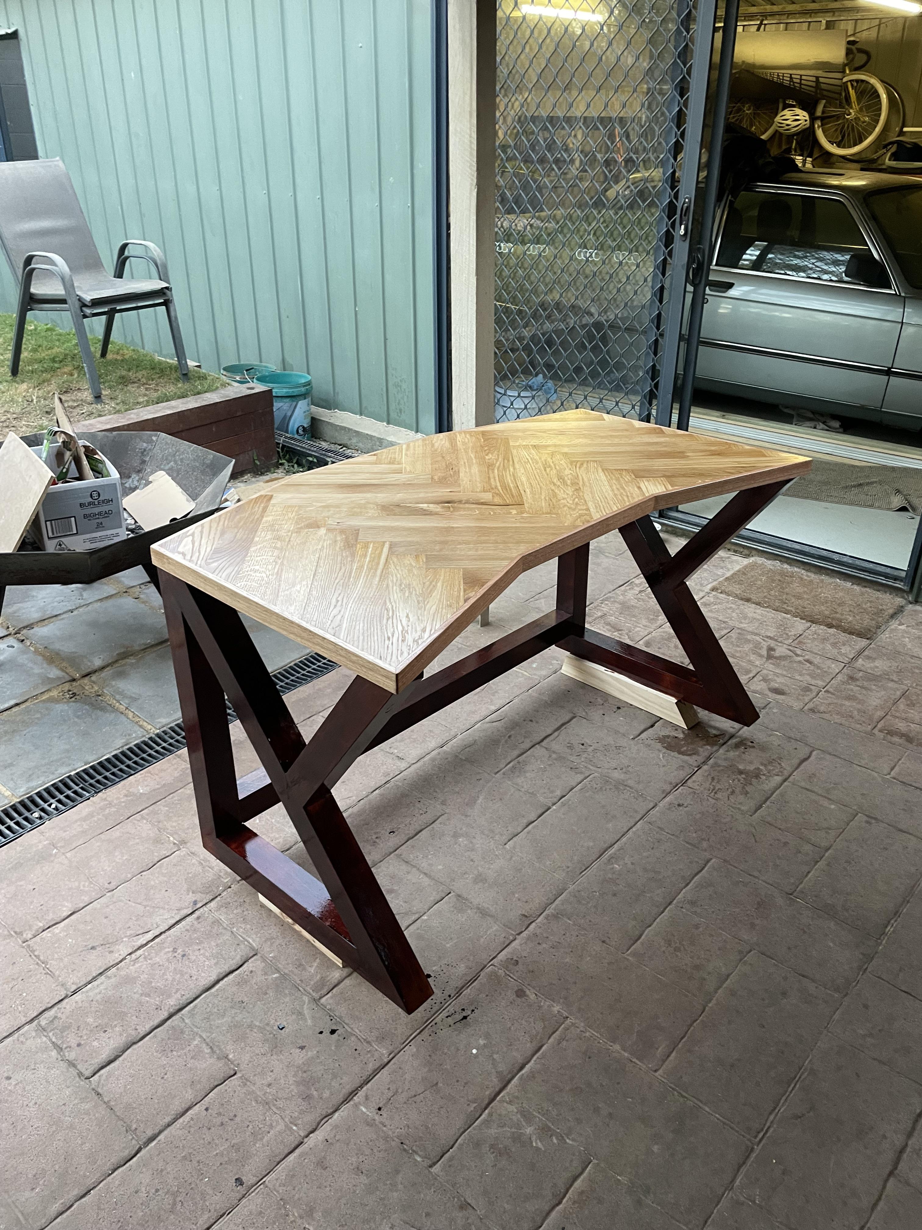 Here’s the plans for the “optical illusion” herringbone desk. Hope those who enquired will see ...