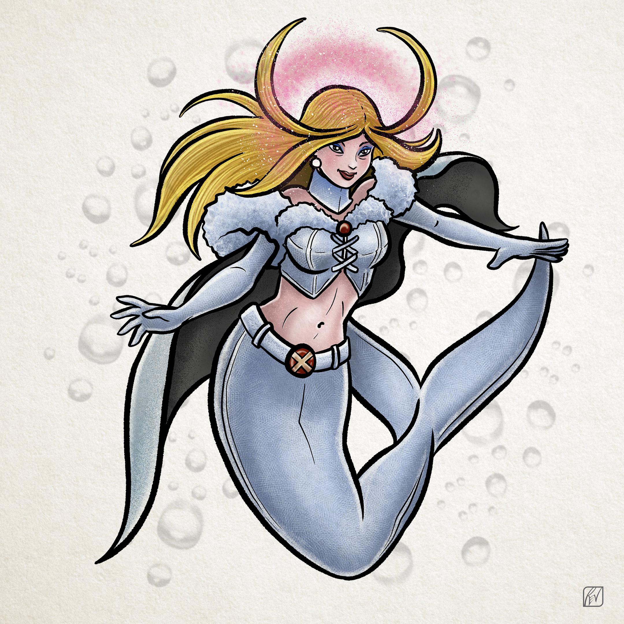 Emma Frost as a mermaid (for MerMay 20: Diamond) | Scrolller