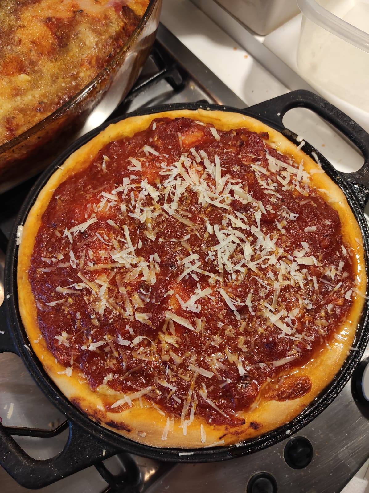 [homemade] "Chicago" deep dish pizza w/ bell peppers and sausage | Scrolller