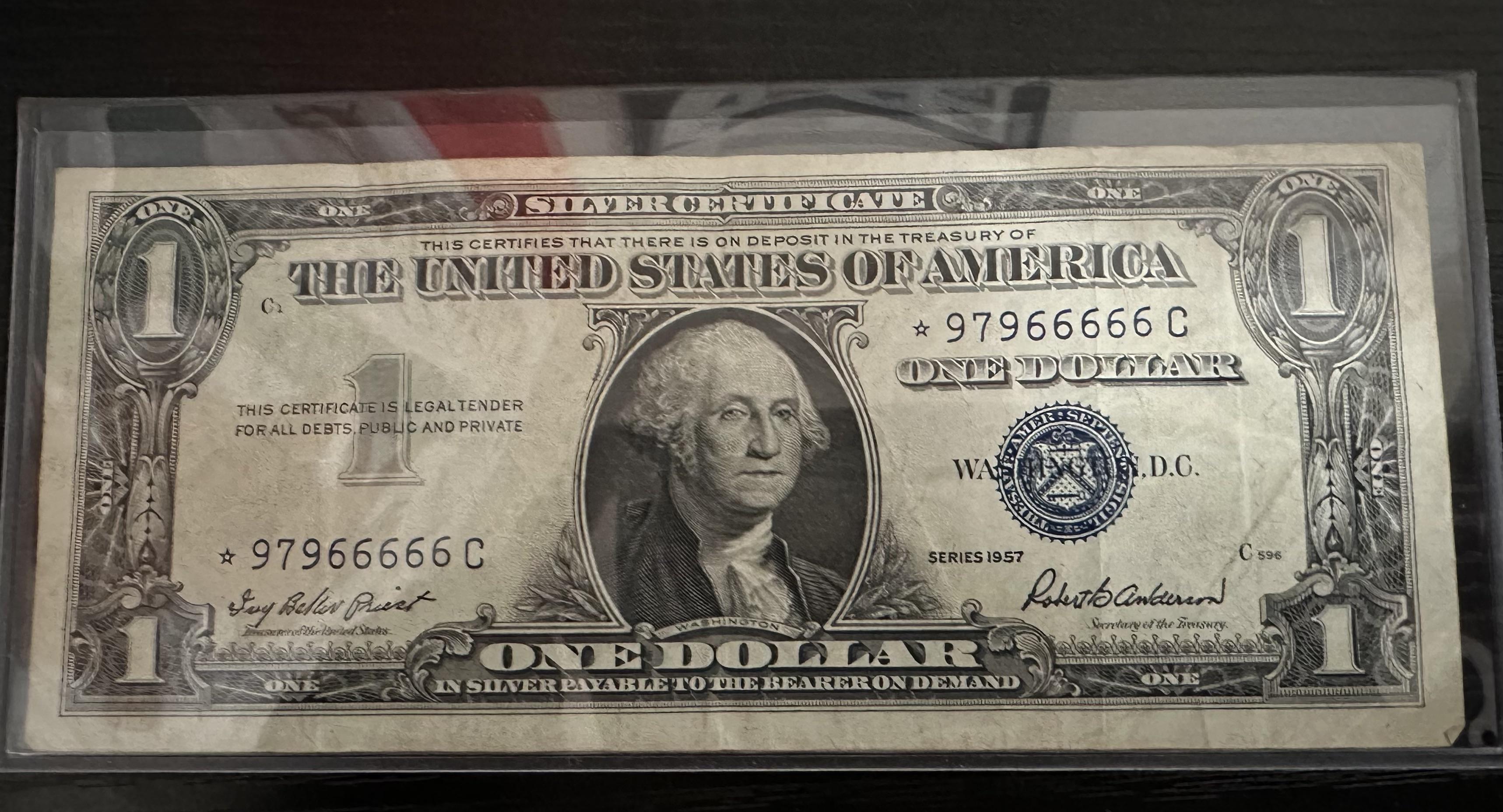 1957 Star Note Silver Cert W/ Repeating Serial Number | Scrolller