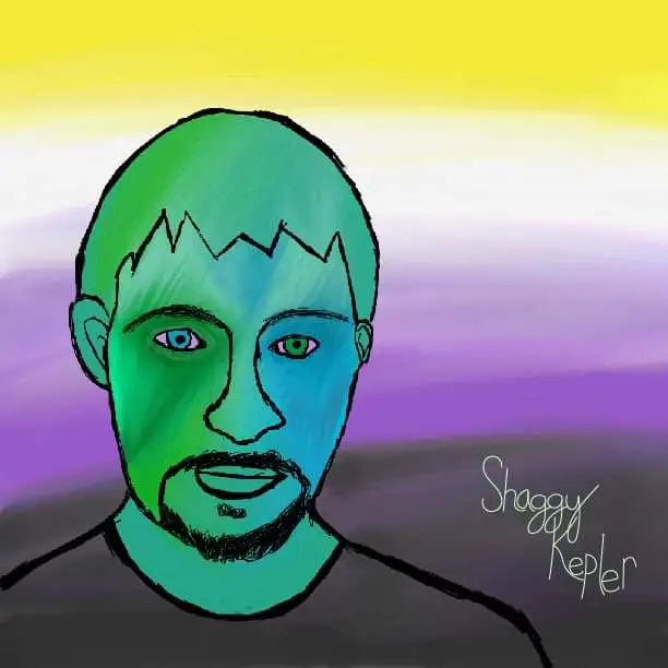 A self portrait for coming out as non binary. Check out my profile for ...