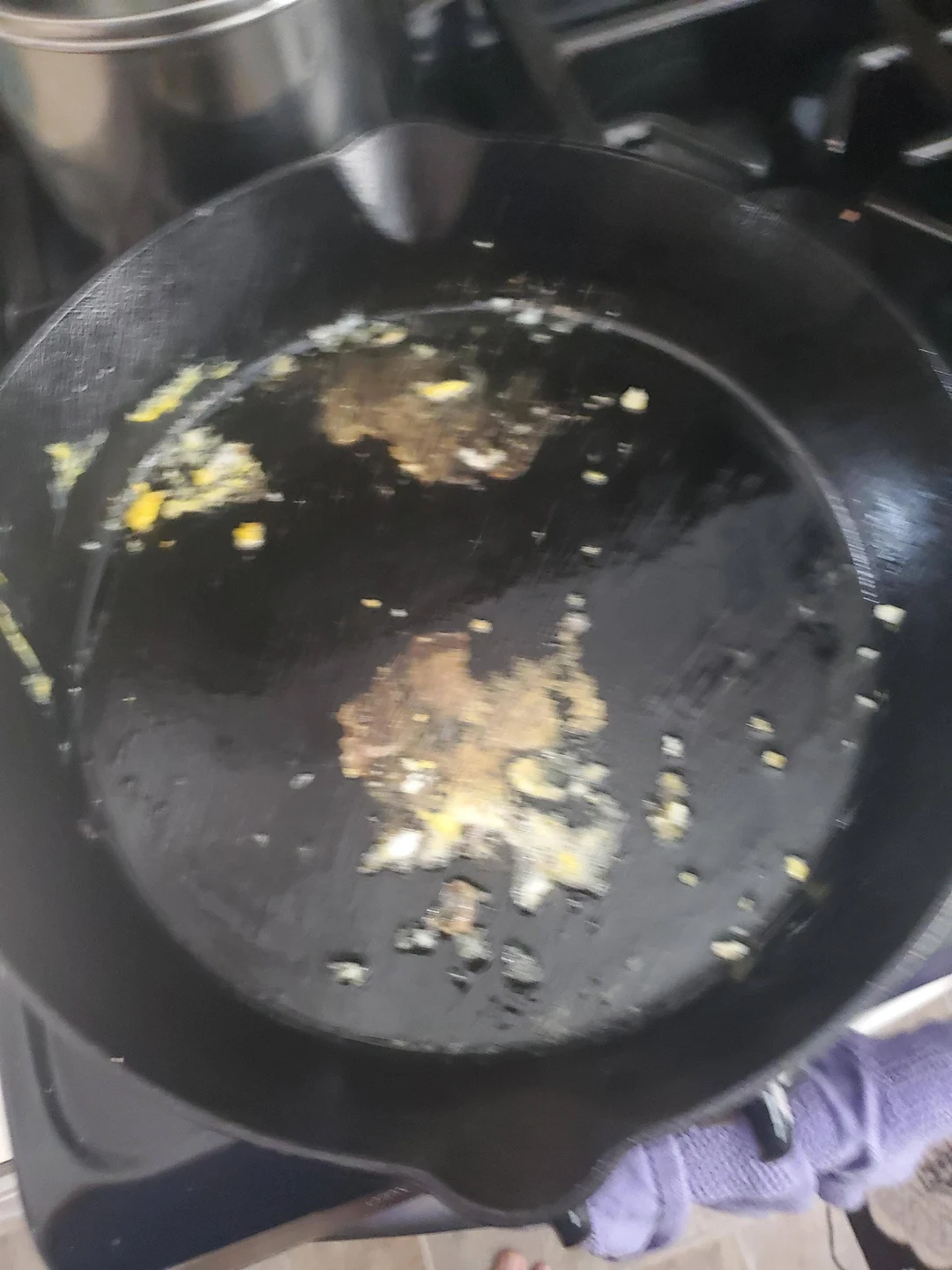 First time using a cast iron. How do I clean this now? Eggs got stuck =( | Scrolller