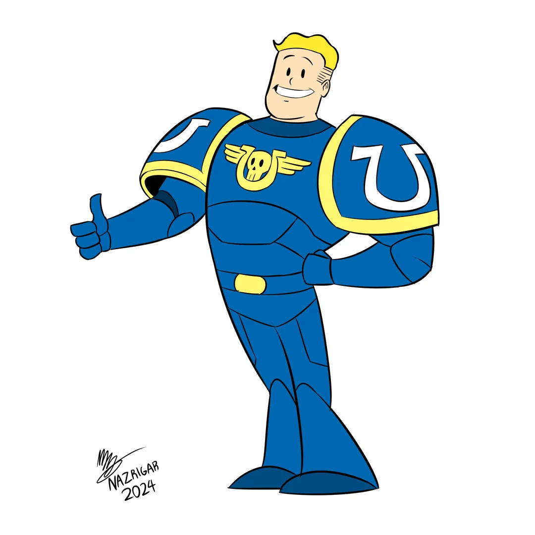 A Vault Boy-Esque Ultramarine AKA Ultra-Lad, Motivator of the Imperium - Doodle by Me | Scrolller