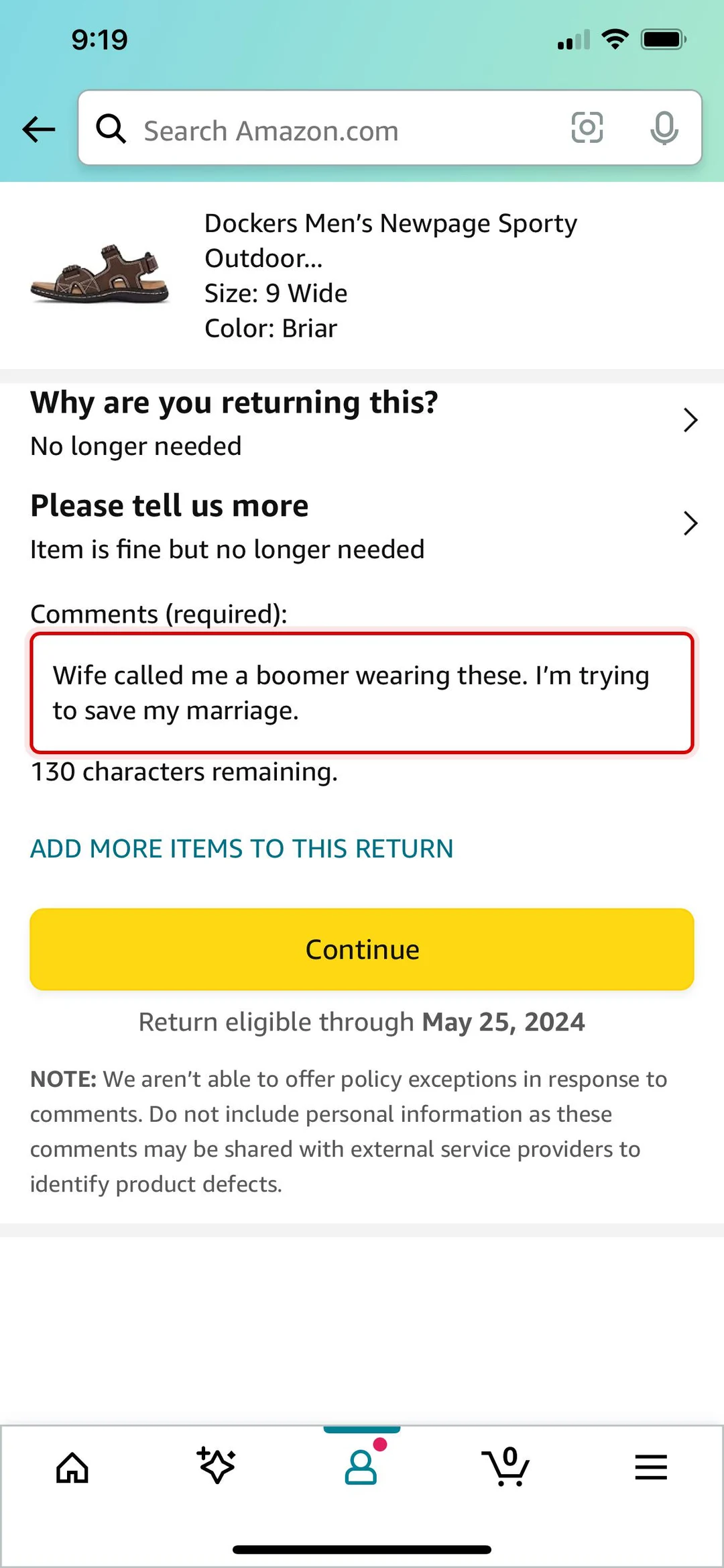 Returning sandals cause of wife’s comment | Scrolller