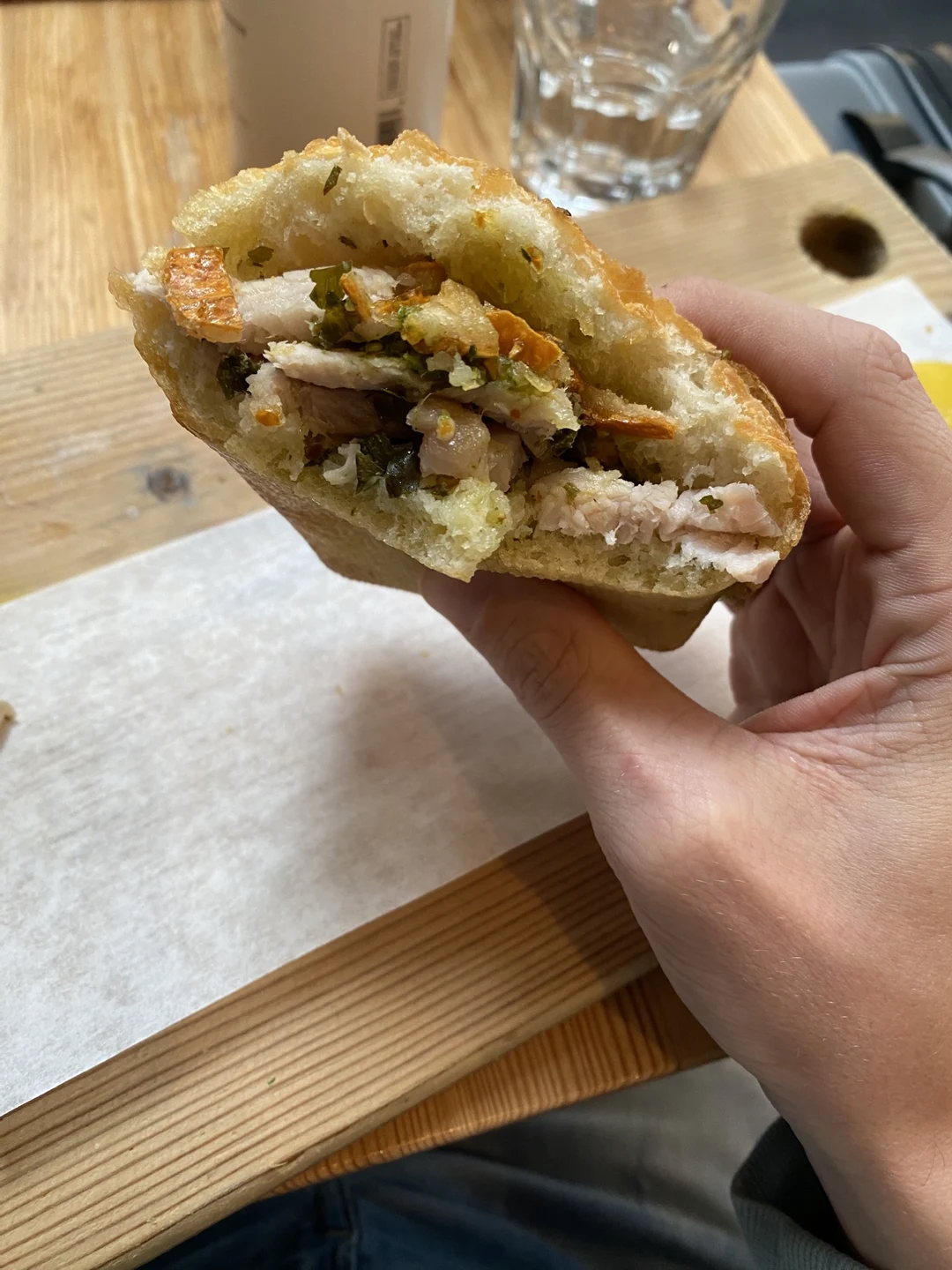 Porchetta on ciabatta with crackling and salsa verde | Scrolller