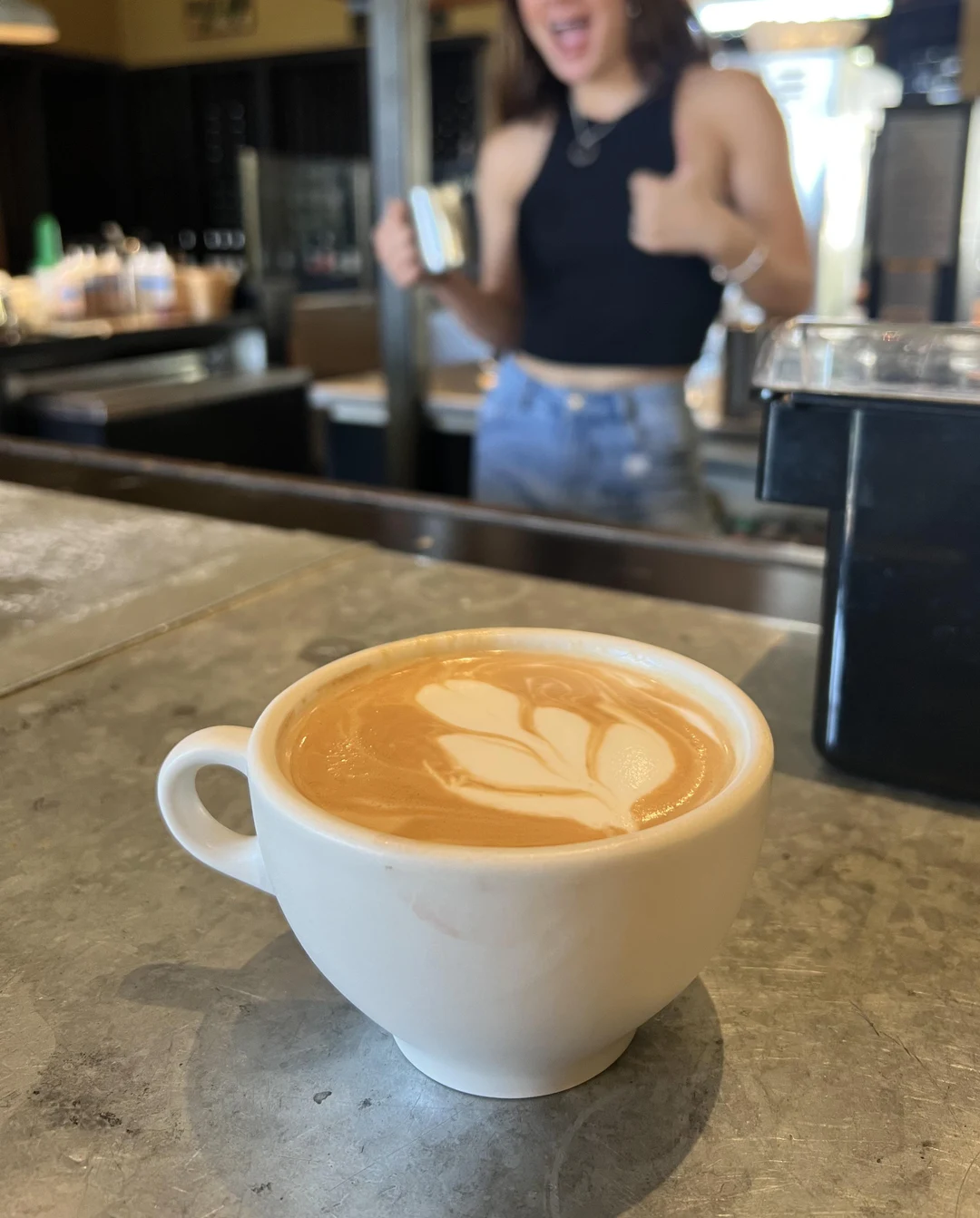 posted my sisters first latte art attempt a couple weeks ago. this is her today | Scrolller