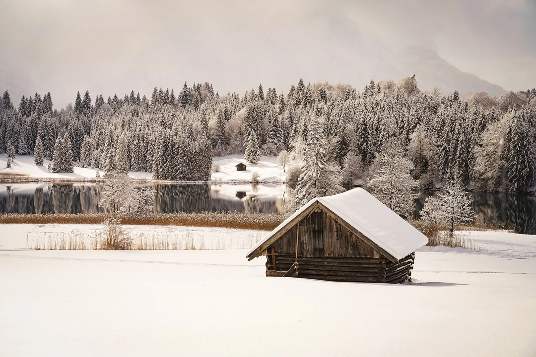 Wooden Hut Barn Snow Winter Landscape Winter Magic[1920x1280] | Scrolller