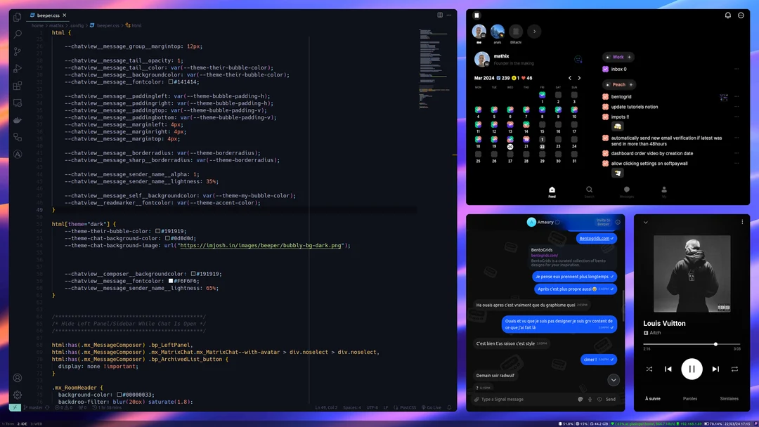 Discover more like Unixporn: [SwayFX] Experimenting with Beeper Desktop custom CSS and Related ...