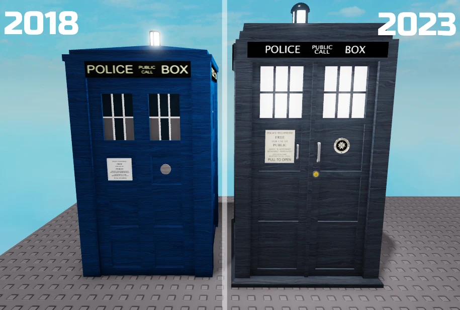 Roblox Tardis Model I made, 2018 vs 2022. | Scrolller
