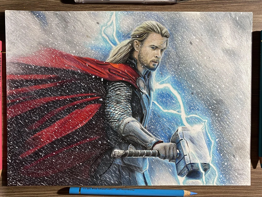 Realistic drawing of Thor’s poster made by me | Scrolller