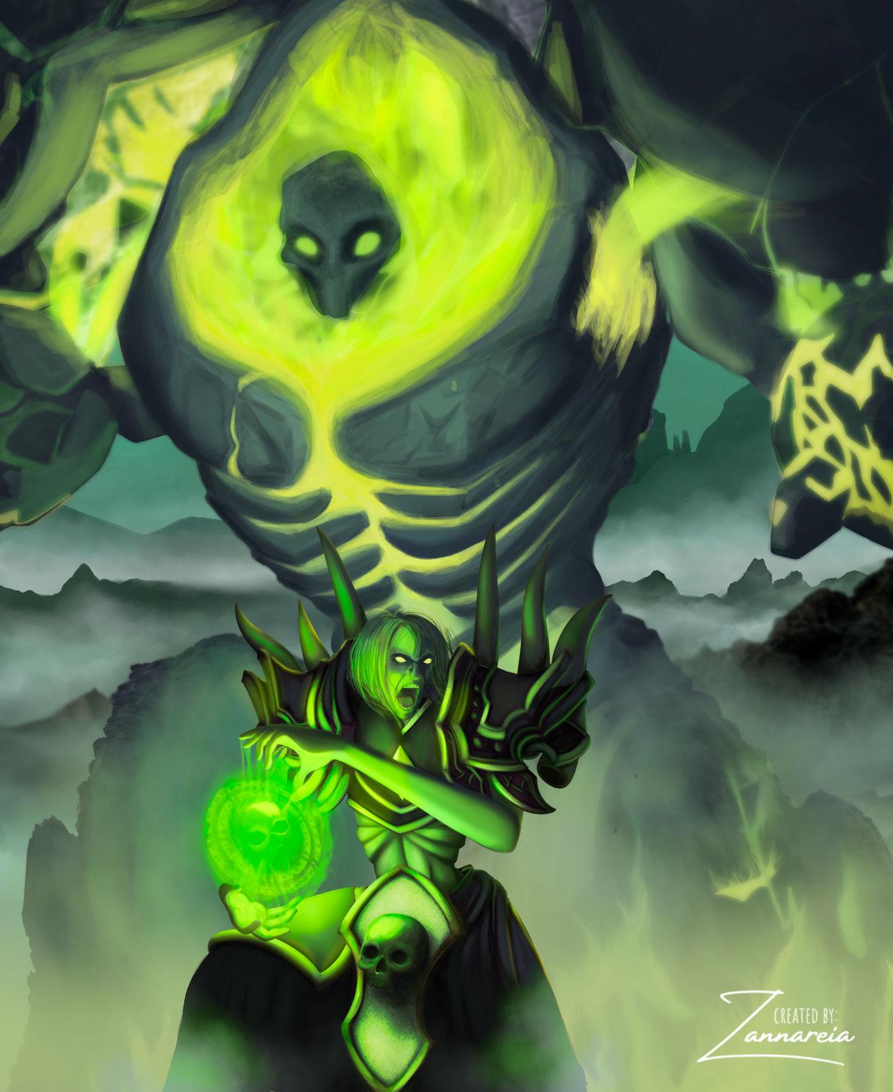 Undead Warlock and his Infernal - Art by Zannareia (me) | Scrolller