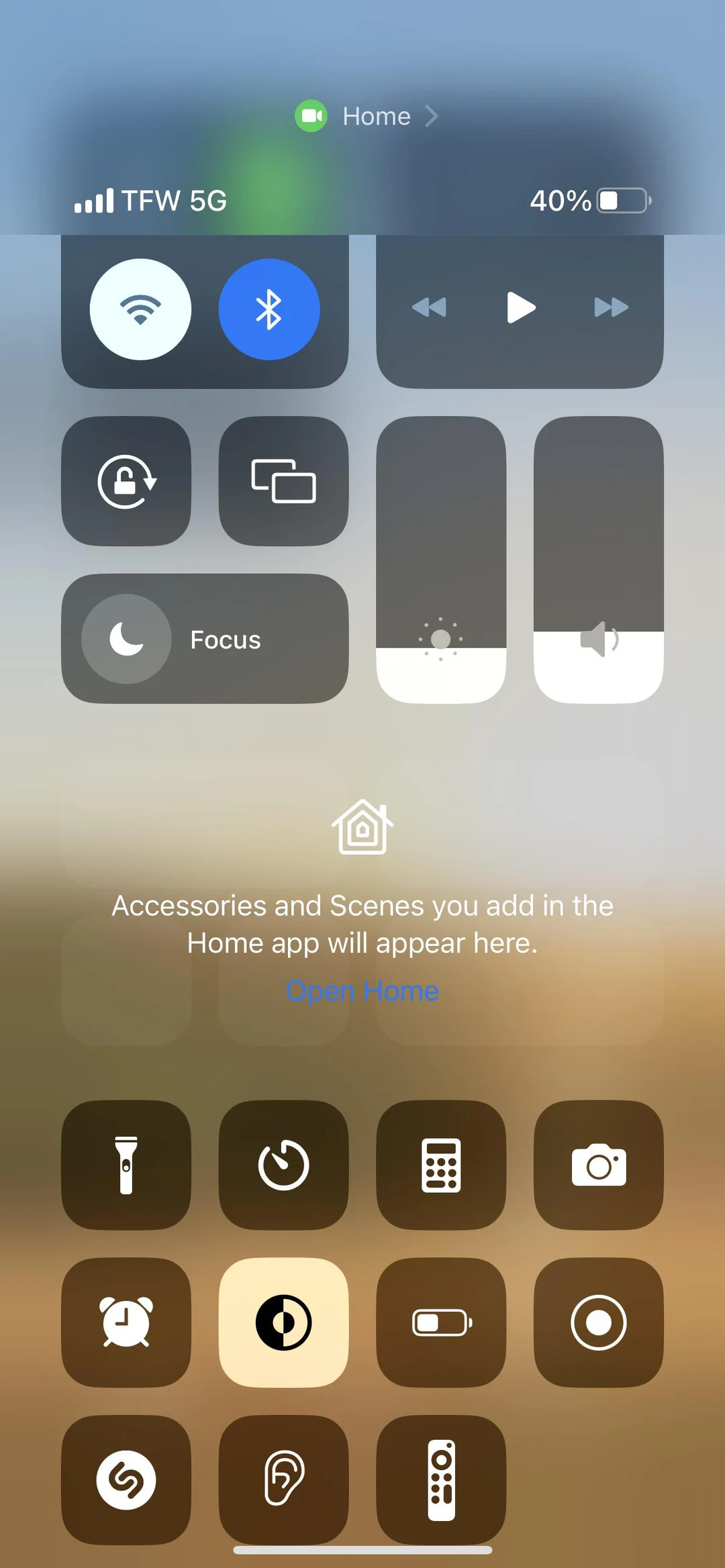 How do I remove this in the middle of the Control Center? the accessories and scenes thing ...