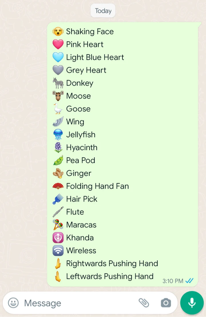 WhatsApp has Unicode 15 emojis | Scrolller