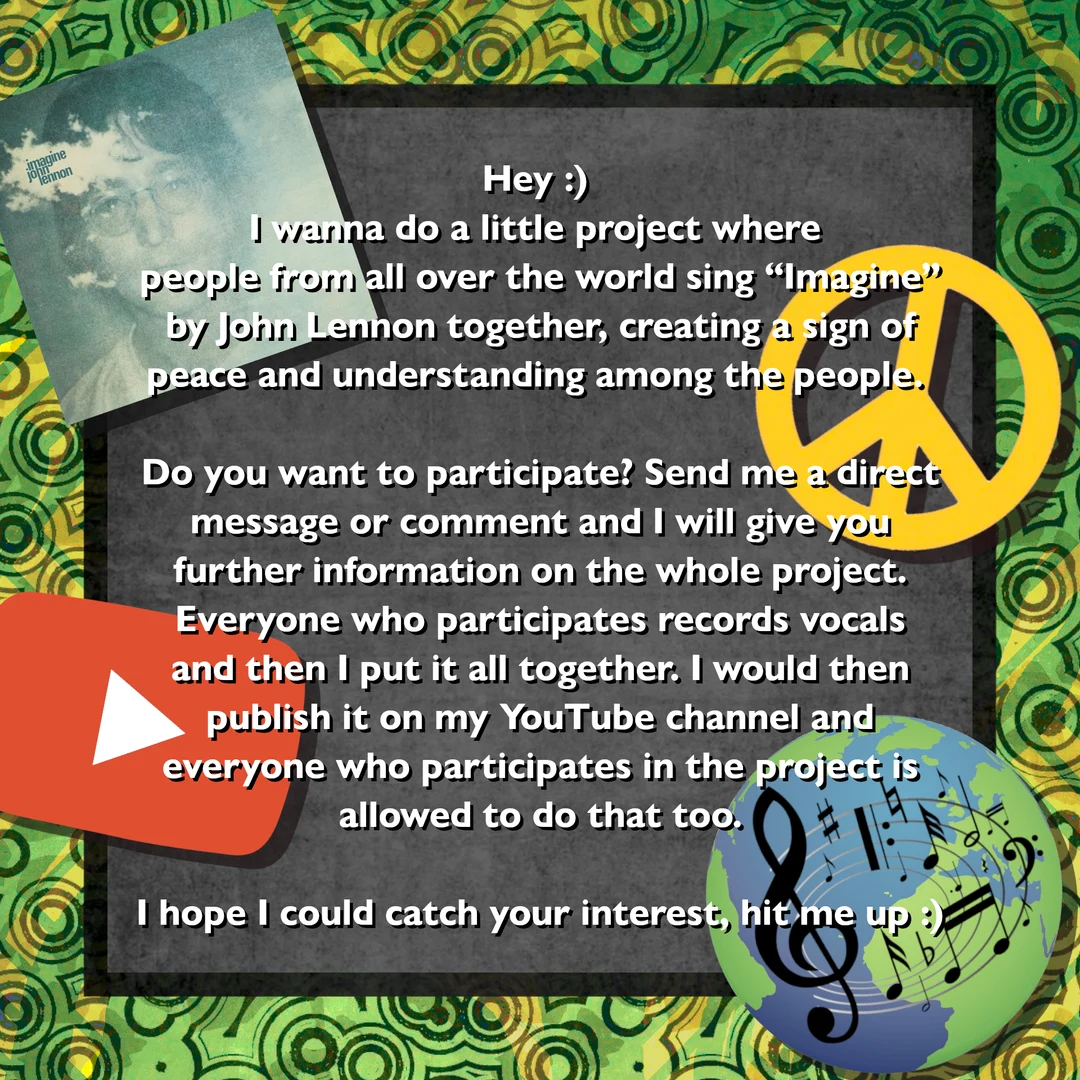 "Imagine" sing-together-project for peace and understanding :) | Scrolller