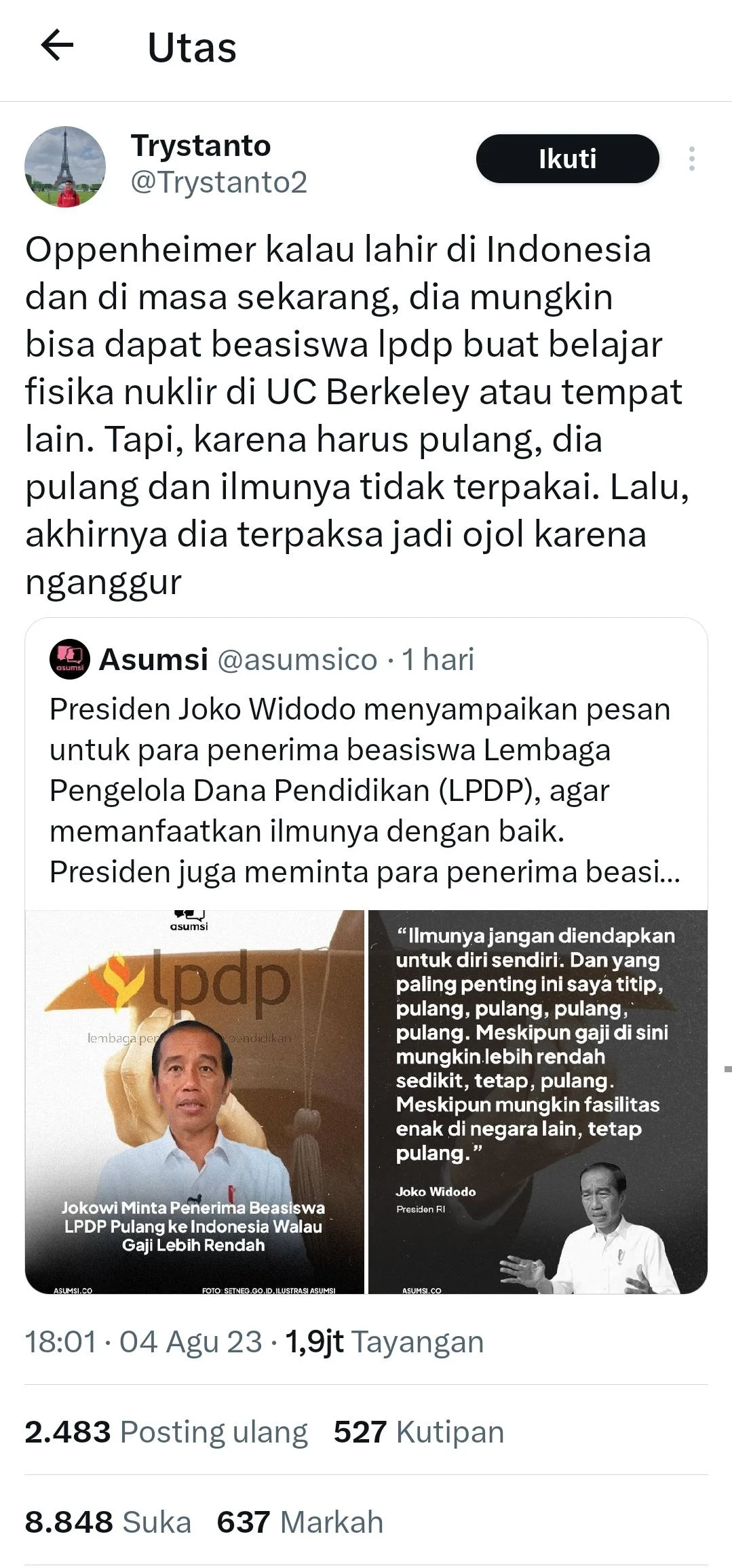 Discover more like Indonesia: Jika Oppenheimer (atau orang yang seperti dia) adalah orang ...