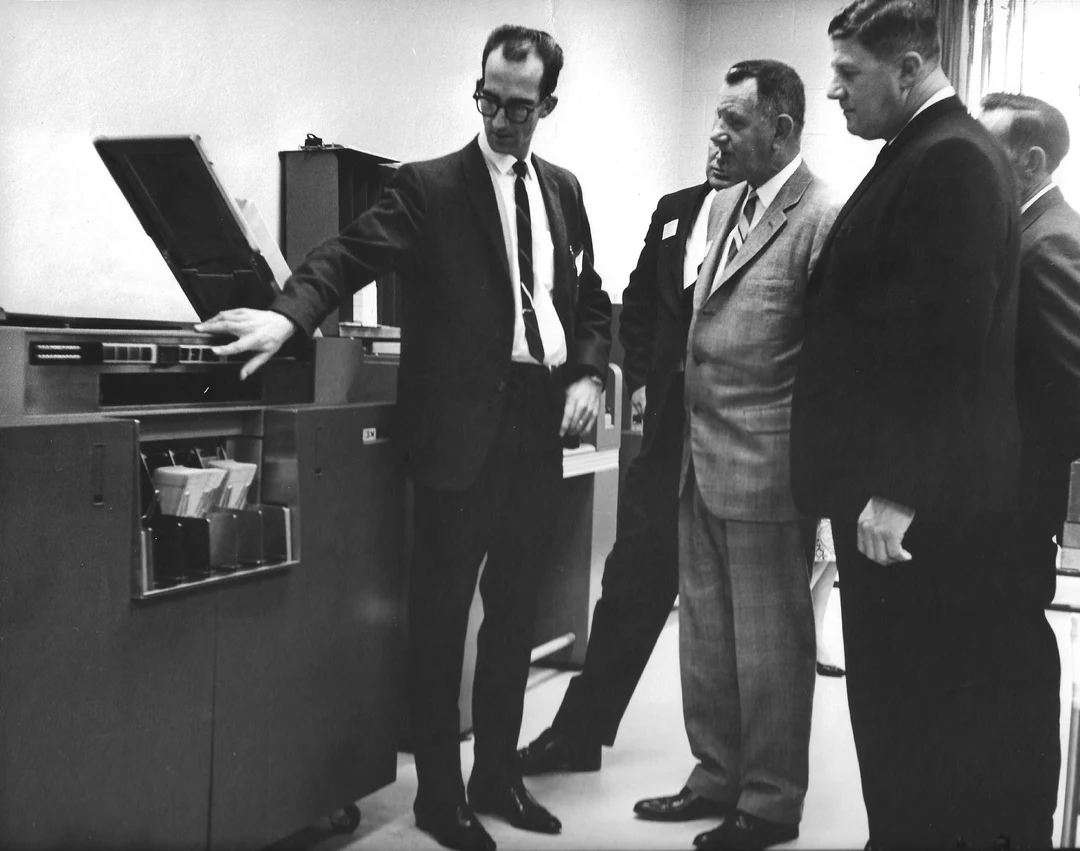 My Dad (on the left) showing off the new computer in 1967 | Scrolller