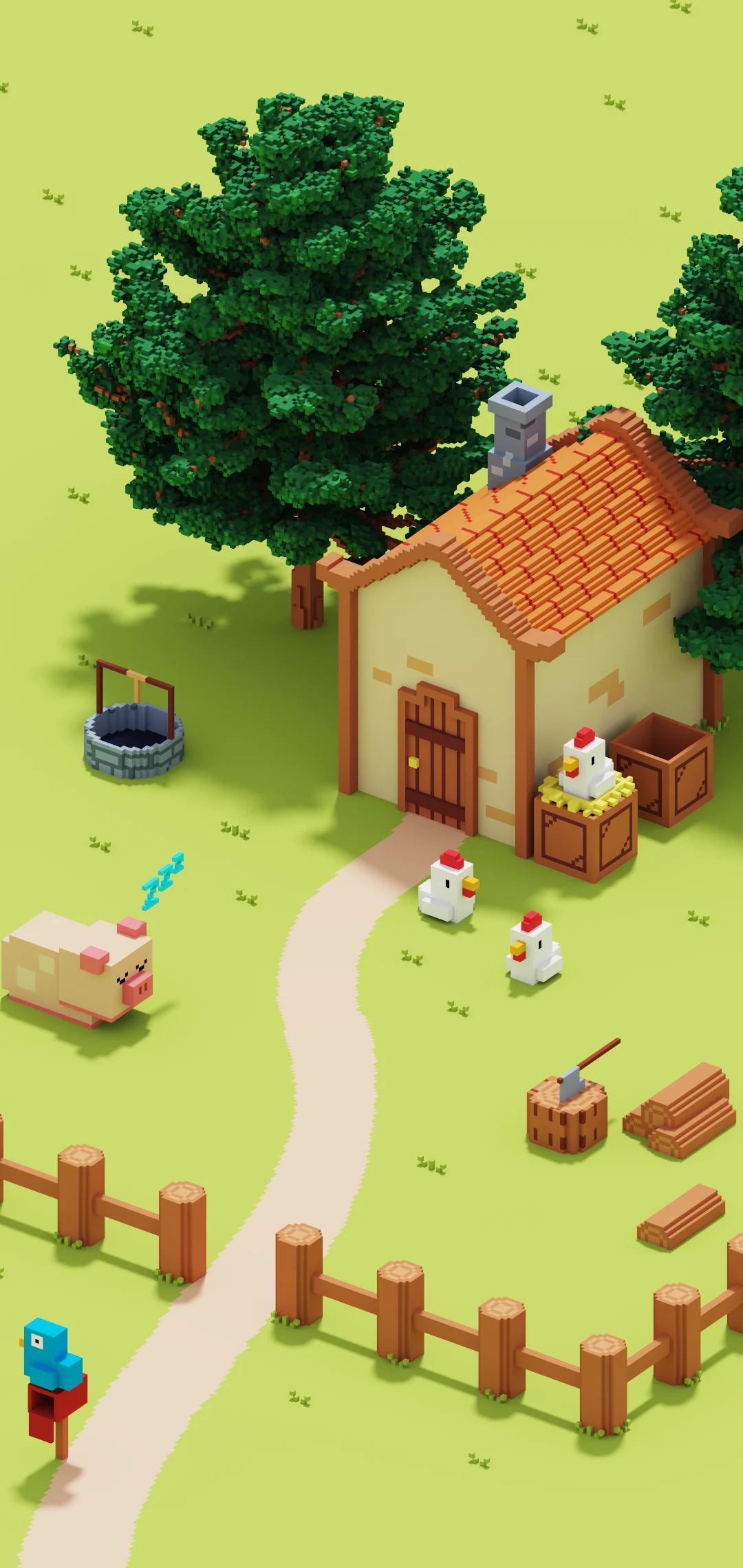Farm Phone Wallpaper, Kaikina, Voxel Art, 2022 | Scrolller