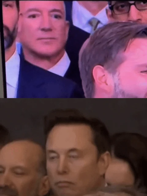 Elon Musk and Jeff Bezos glitching in real time | Scrolller