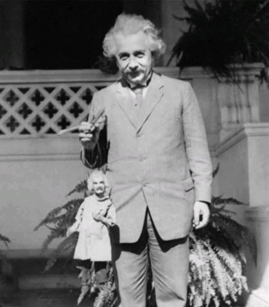 Albert Einstein with a puppet of himself, 1931 | Scrolller