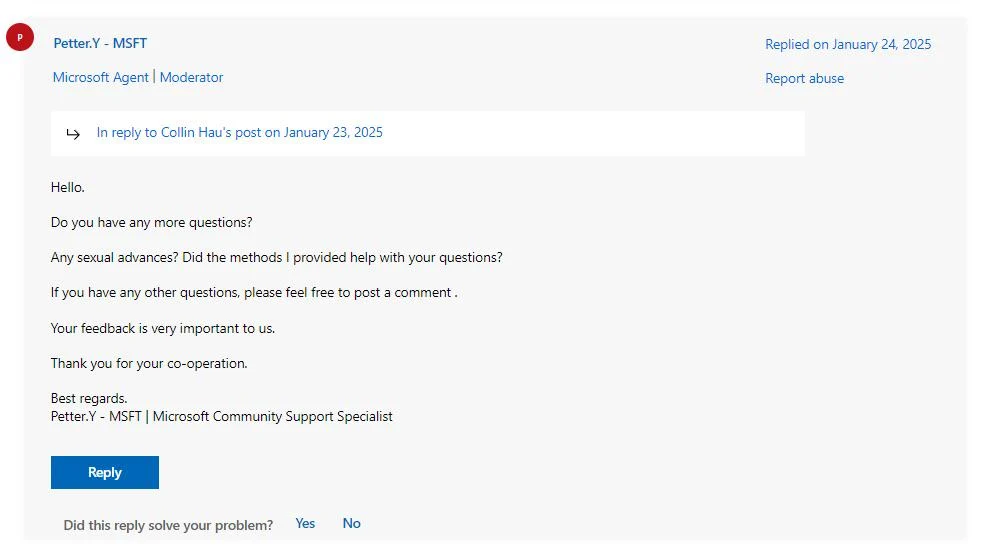 Got asked for sexual advances by Microsoft support | Scrolller