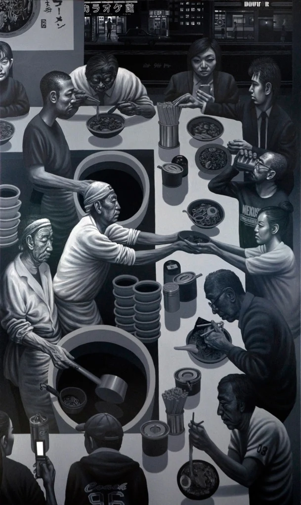 Mr.Kitazawa's Noodle Bar, Tokyo, Carl Randall, Oil on canvas, 2011 ...