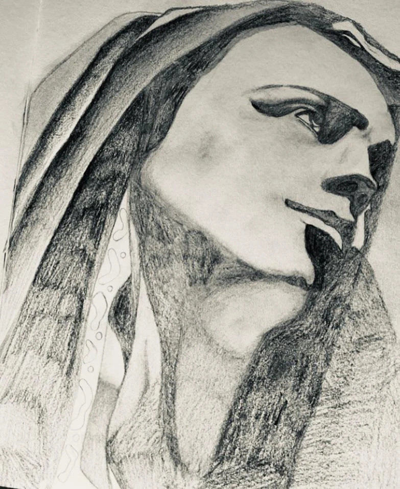 Mother Mary, american-girl48, graphite on paper, 2023 | Scrolller