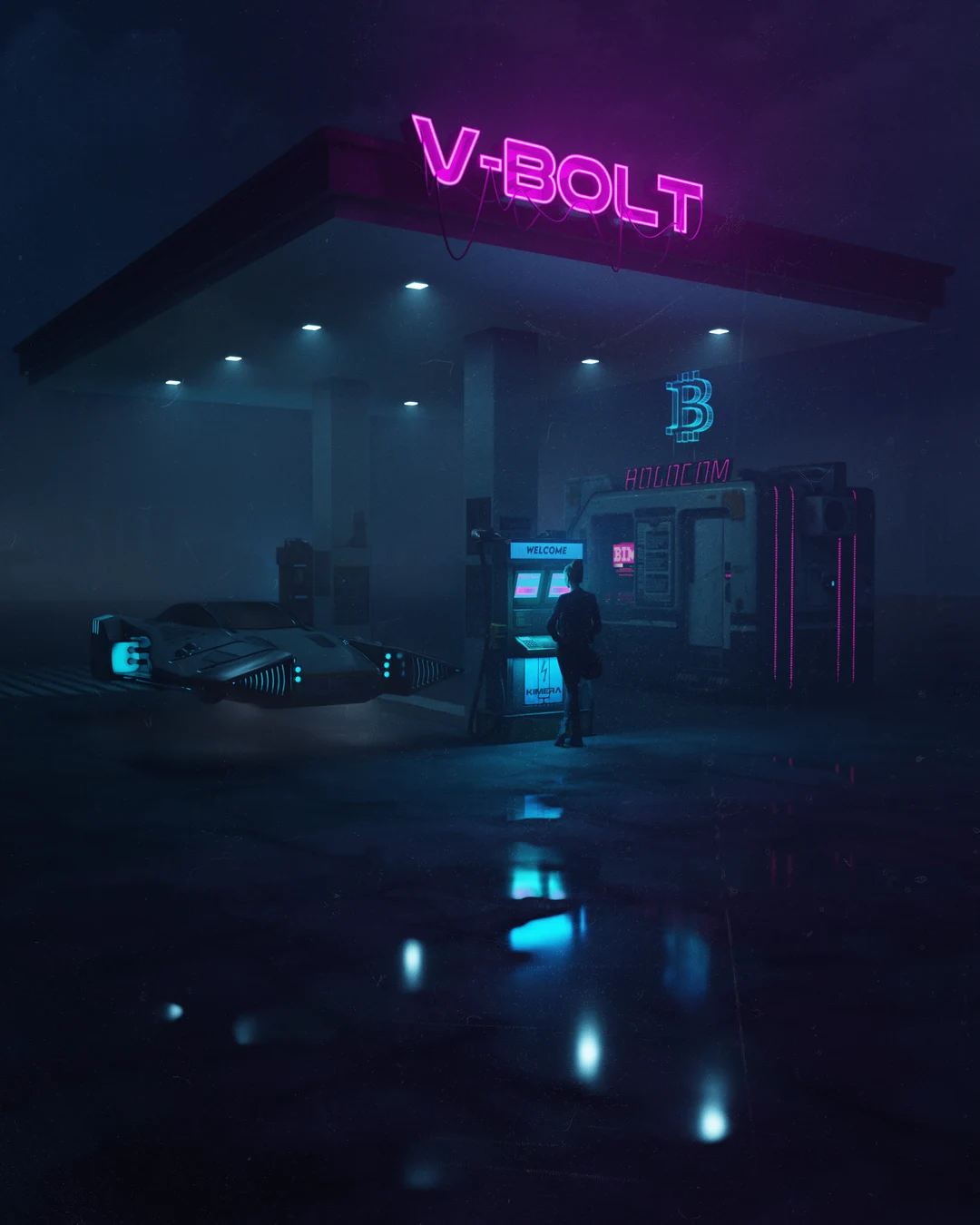 Roadside Stop | Cyberpunk vehicle charging station | Scrolller
