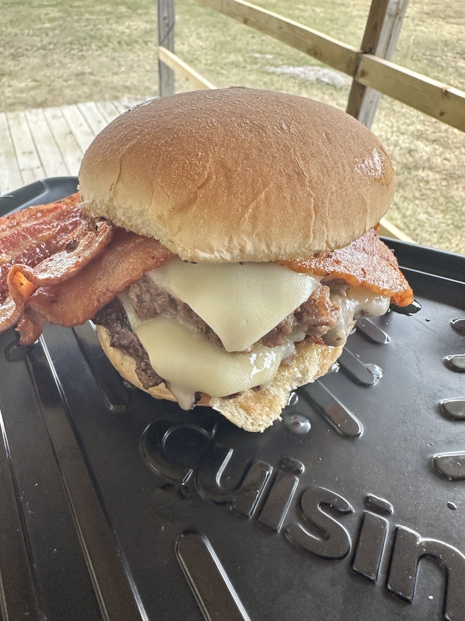 My first smash burger attempt a/bacon and white American cheese | Scrolller