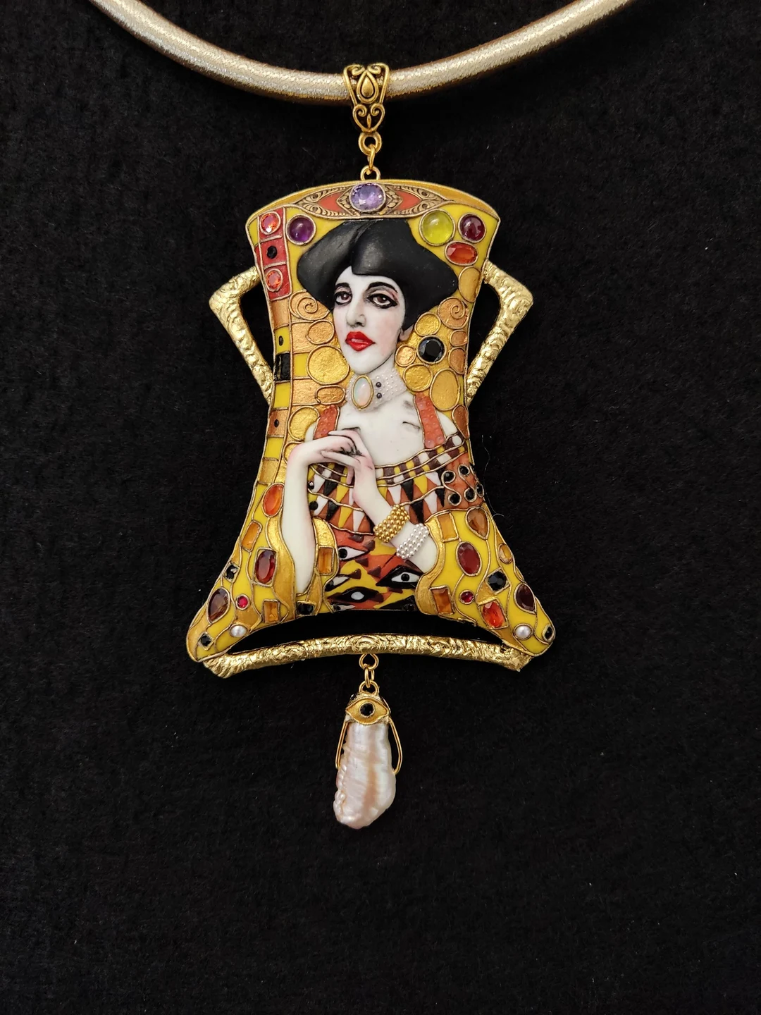 "Portrait of Adele Bloch-Bauer I", made by me, polymer clay, precious stones, 2023 | Scrolller