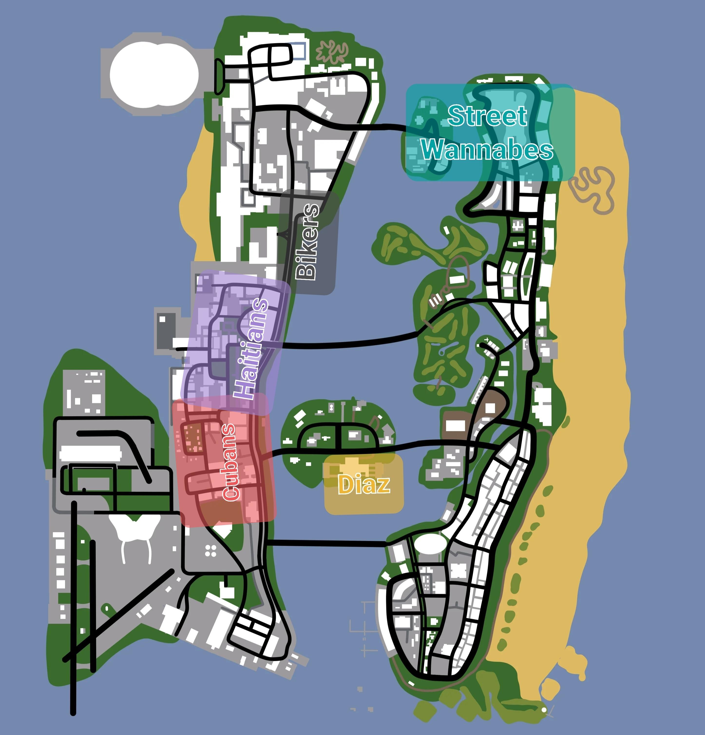 GTA:Vice City gang map v.2 | Scrolller