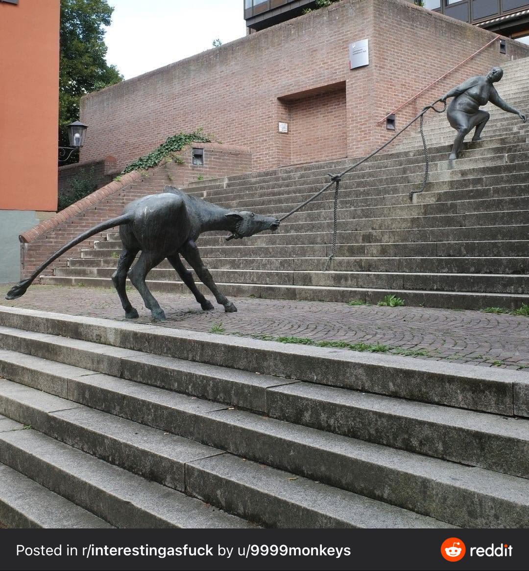 Chaotic scene that’s actually a sturdy handrail. | Scrolller