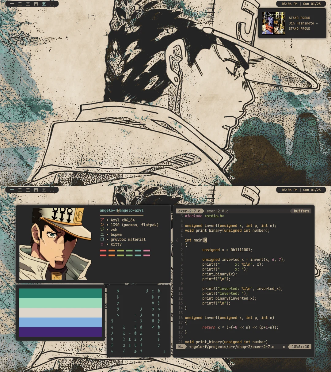 [bspwm] Jotaro rice (gruvbox) | Scrolller