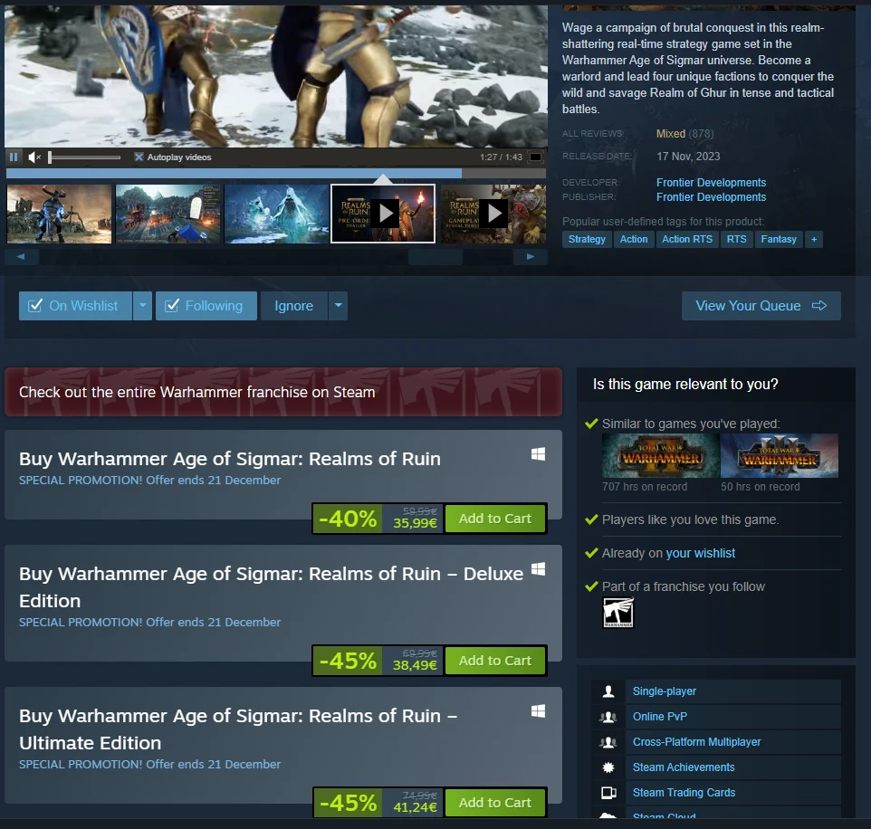 Realms of Ruin is now 40-45% off exactly one month after being released... | Scrolller