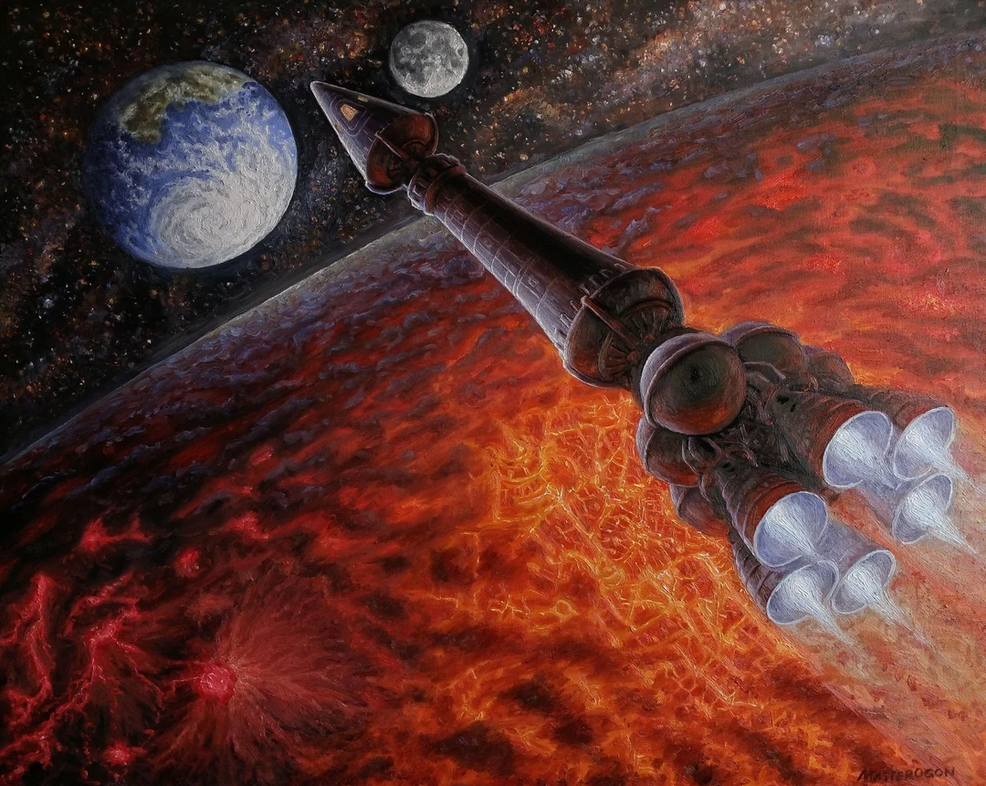 Ancient aliens rocket, me, oil, 2023 | Scrolller