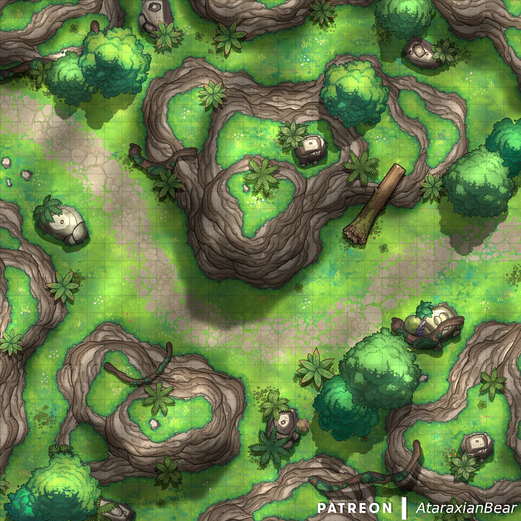 A road encounter map with elevation levels and cover for successful ambushes [30x30] | Scrolller