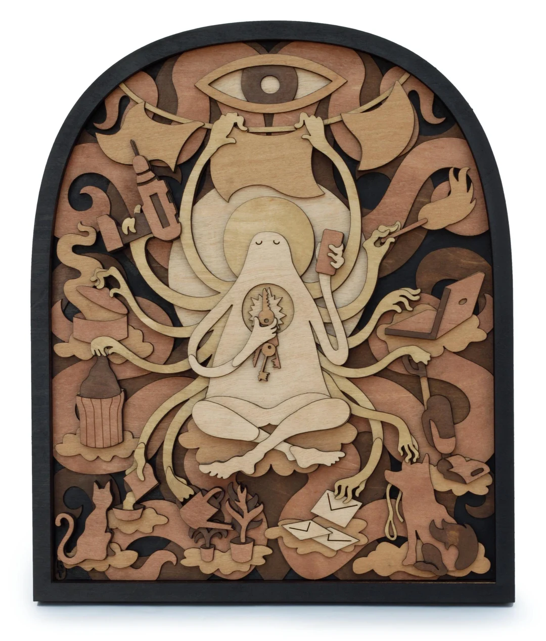 Domestic Godling, Martin Tomsky, laser cut plywood, 2022 | Scrolller