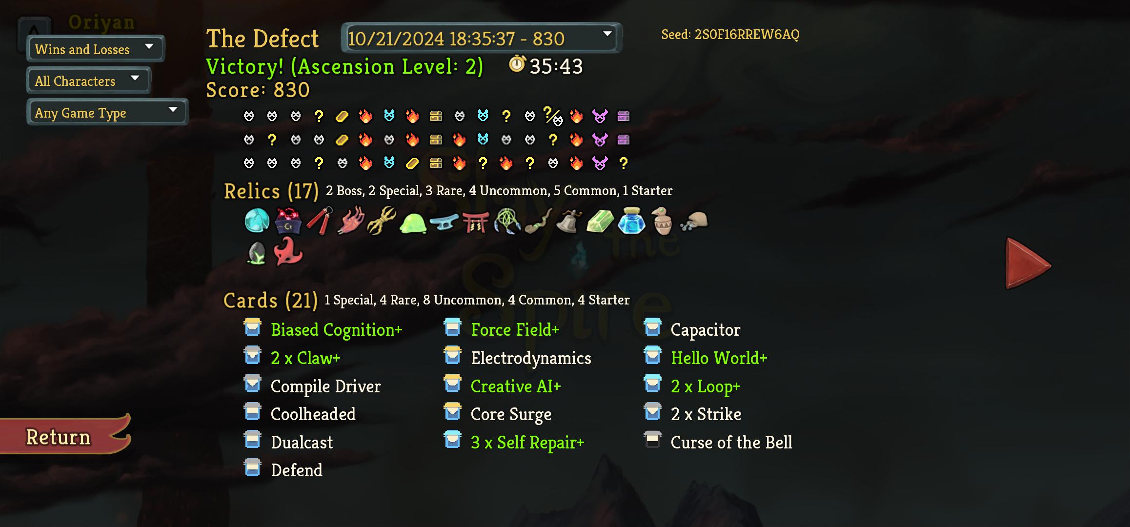 Absolutely the easiest run in my life (Defect Power Shenanigans) | Scrolller