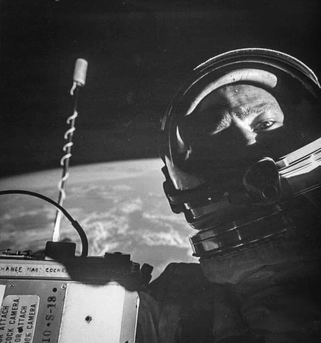 Buzz Aldrin, first self portrait in space 1966. | Scrolller