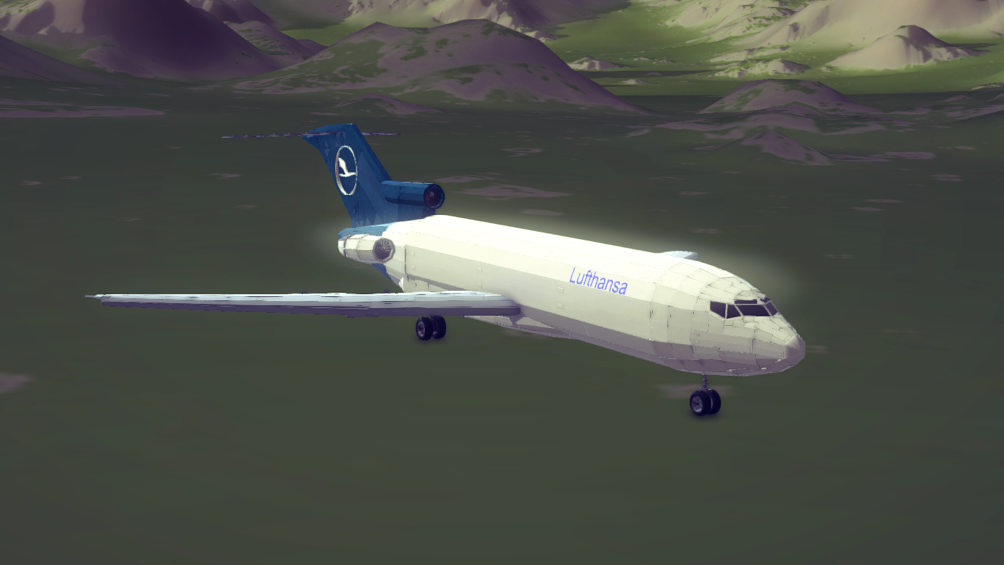 Accidentally buttered a lufthansa 727 in the "basin" map in the custom scene mod and nothing ...
