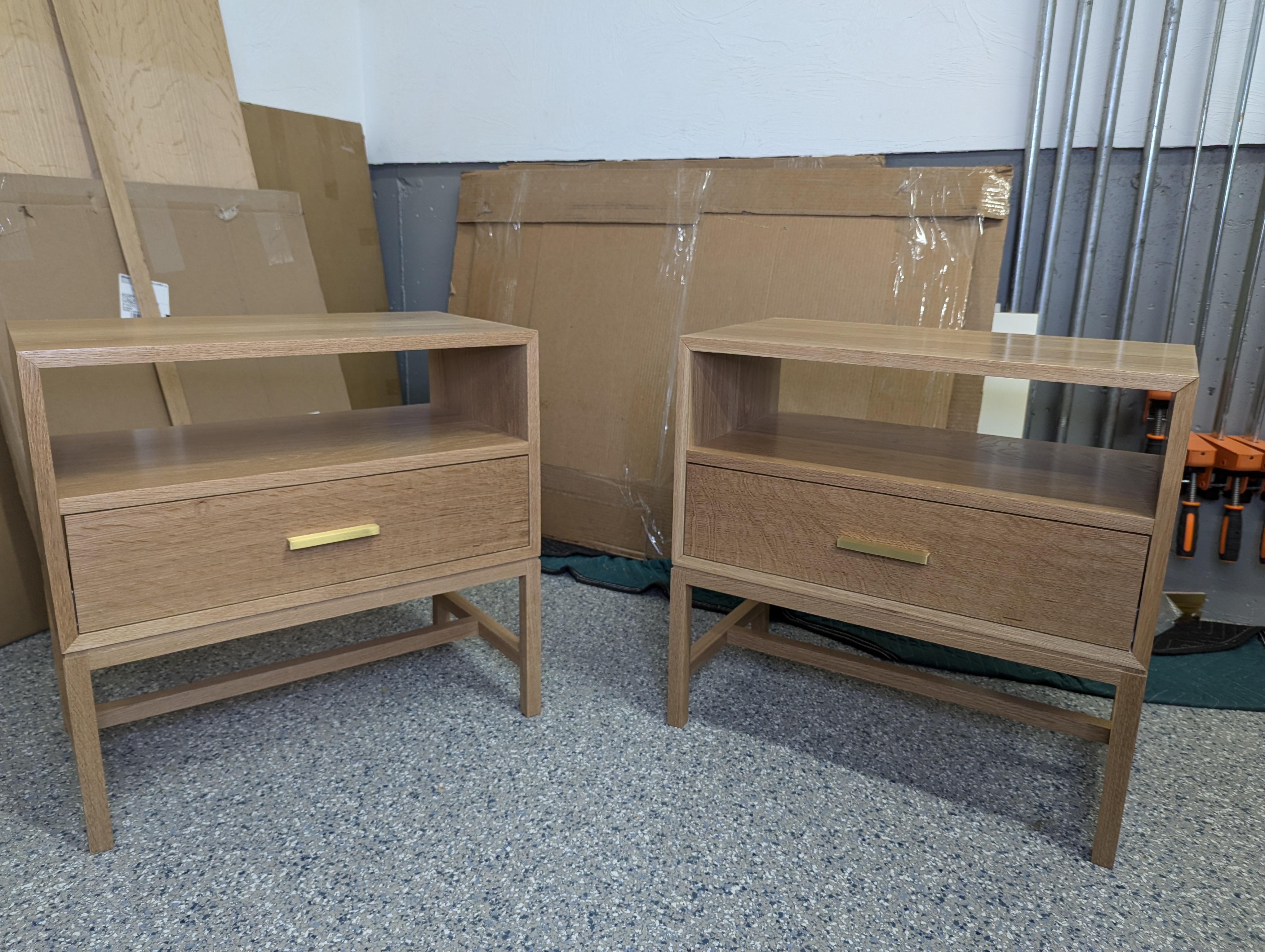 Pair of white oak nightstands I made to match the bed frame | Scrolller
