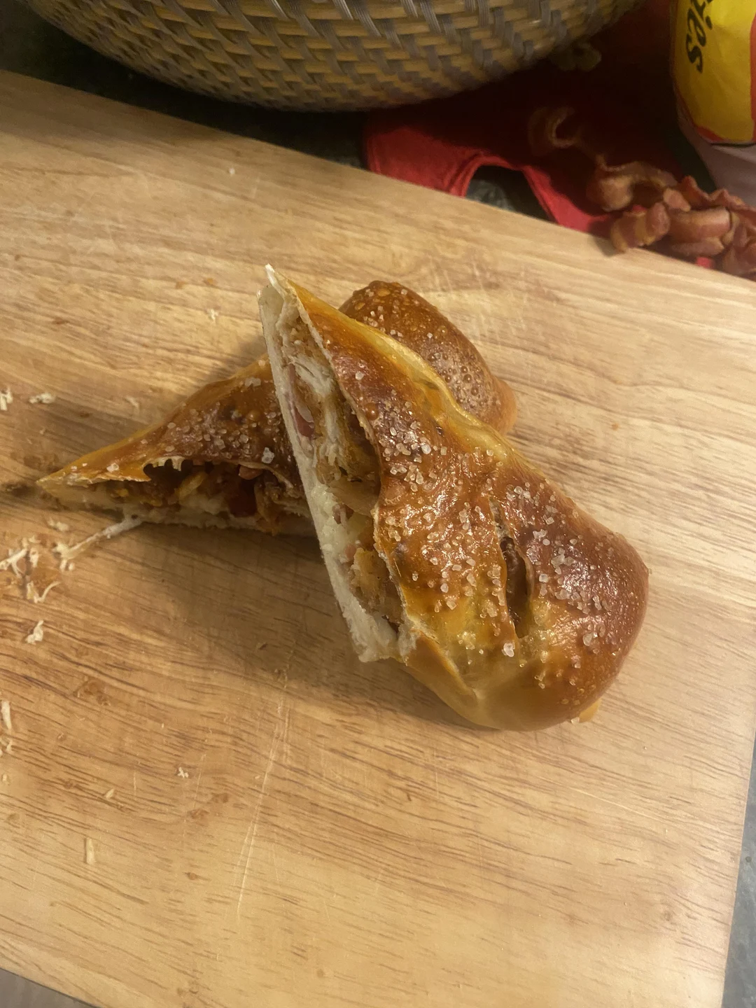 Fire chicken bacon ranch stuffed pretzel | Scrolller