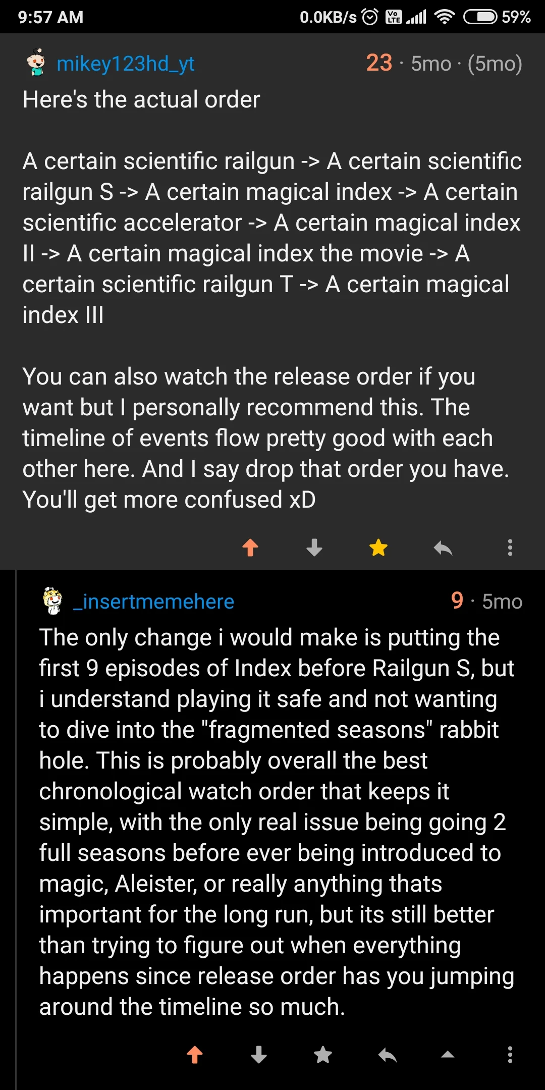 Doubt about watch order in comments | Scrolller