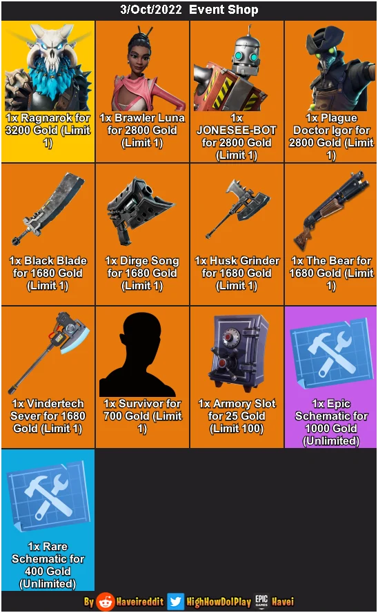 Weekly Shop Reset 12:00AM UTC 03/Oct/2022 | Scrolller