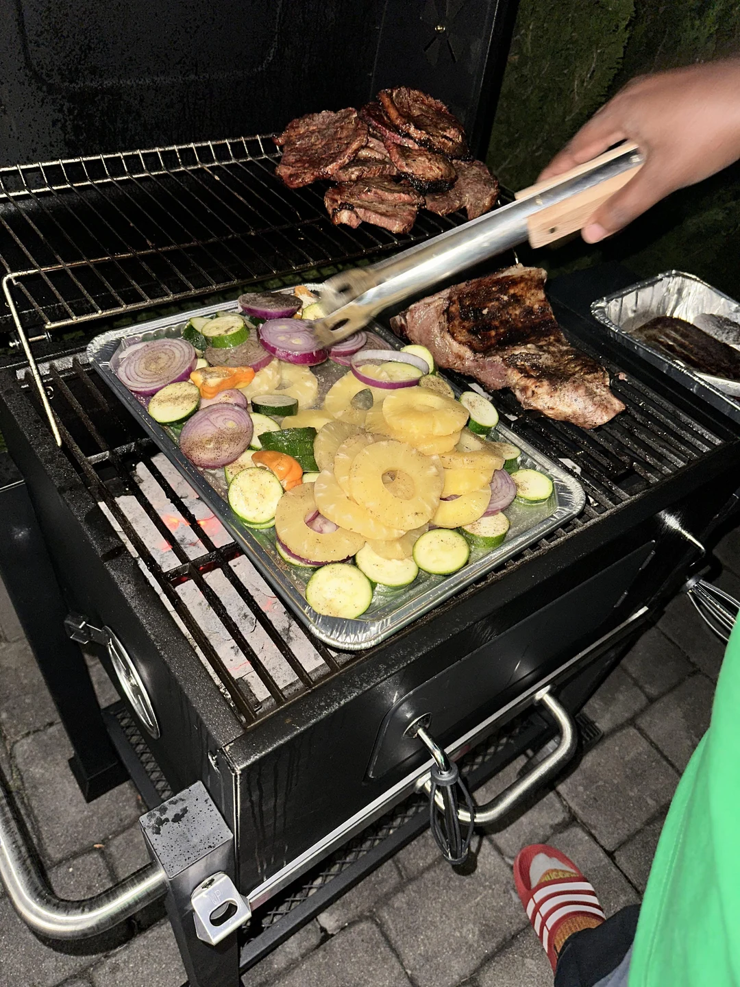 Breaking in the new grill: Goat, beef & vegetables with pineapple | Scrolller